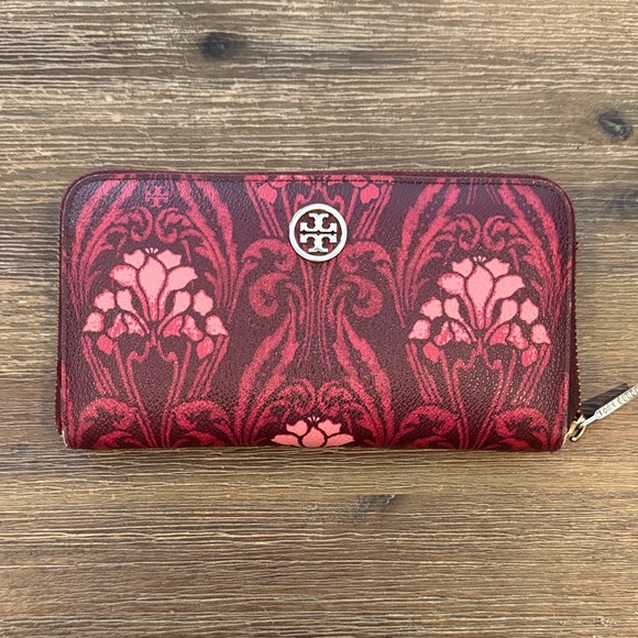 Tory Burch | Bags | Tory Burch Red Floral Wallet | Poshmark
